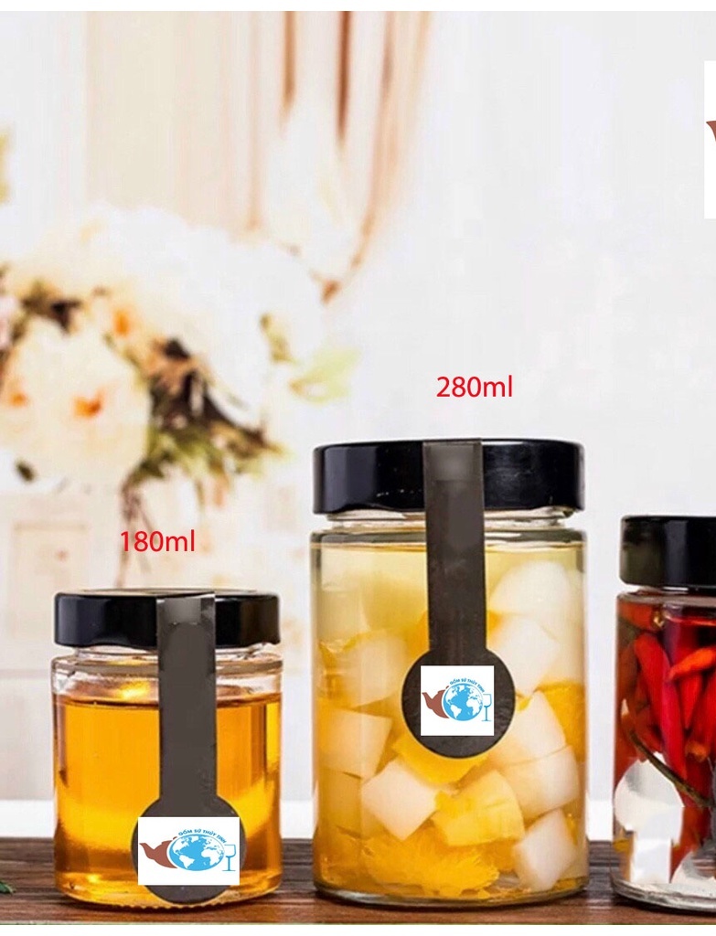 Hũ thủy tinh tròn NẮP THIẾC CAO 380ml / Lọ thủy tinh đựng gia vị, mật ong, chanh đào, đựng yến ...