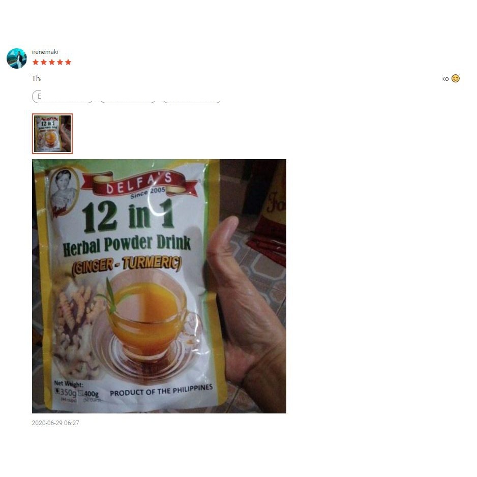 Delfa's 12 in 1 Herbal Powder Drink (Ginger-Turmeric) 350g | Lazada PH