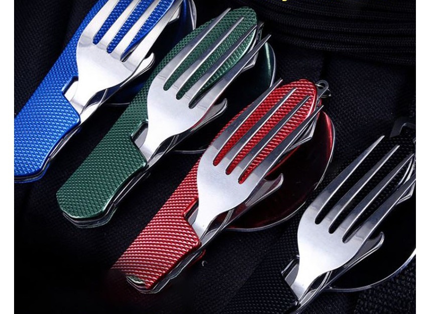 🌟Portable Spoon/Knife/Fork Set🌟 3 in 1 Foldable Picnic Camping Cultery ...